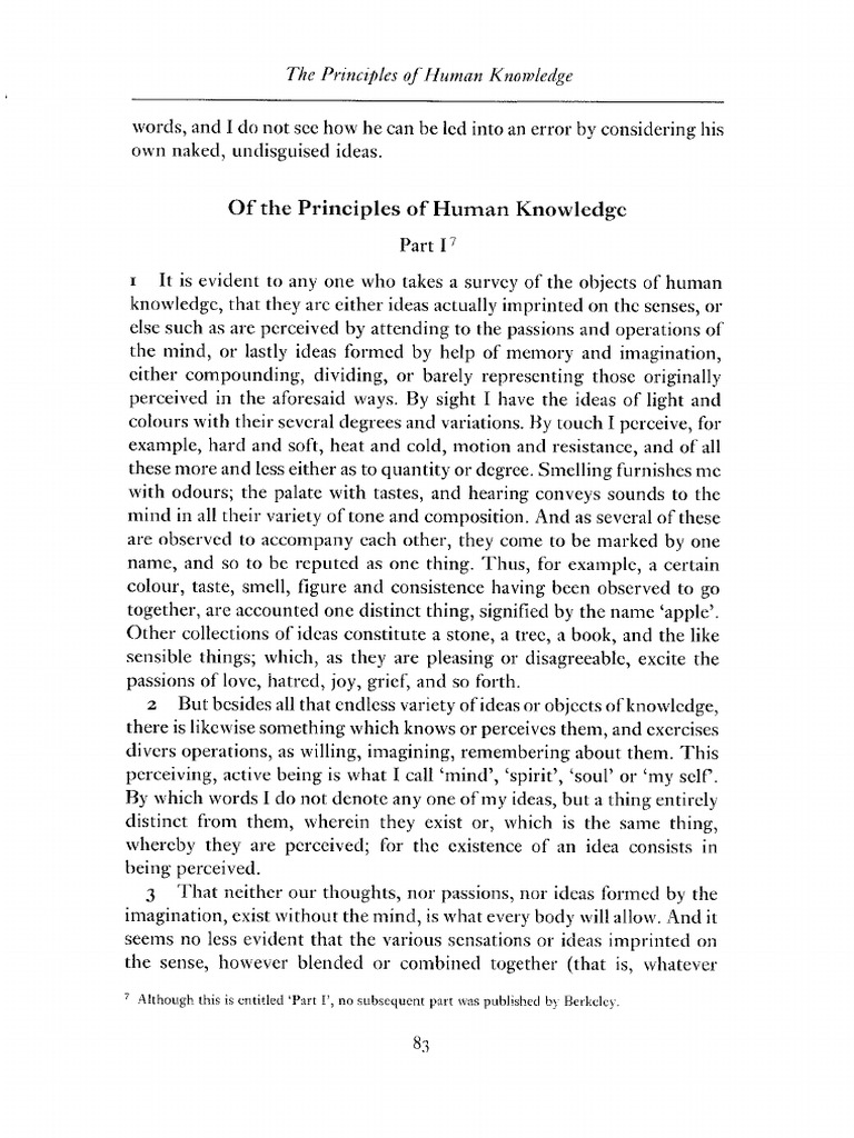 Berkeley, Principles of Human Knowledge | PDF