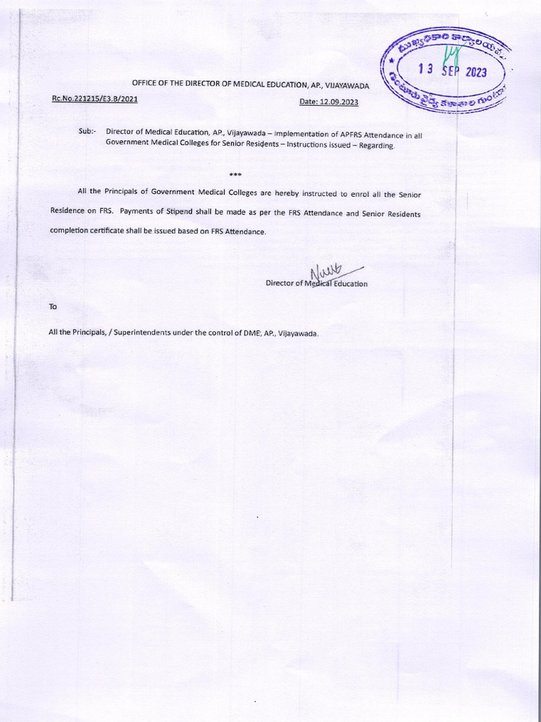 DME AP Vijayawada Implementation of APFRS Attendance in All Govt ...