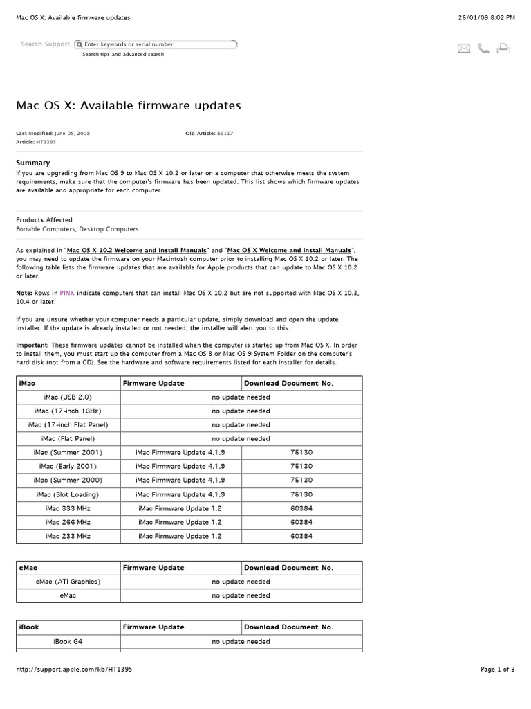 Mac OS X Firmware Update Guide | PDF | Mac Os | Computer Engineering