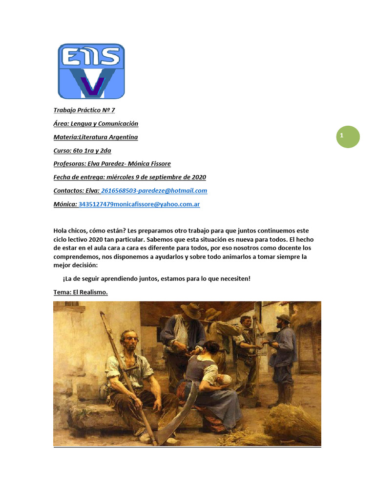 6to. Año Ambas Divisiones Literatura Argentina Fissore y Paredez | PDF ...