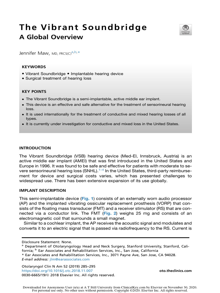 Maw Soundbridge Article | PDF | Hearing | Human Anatomy