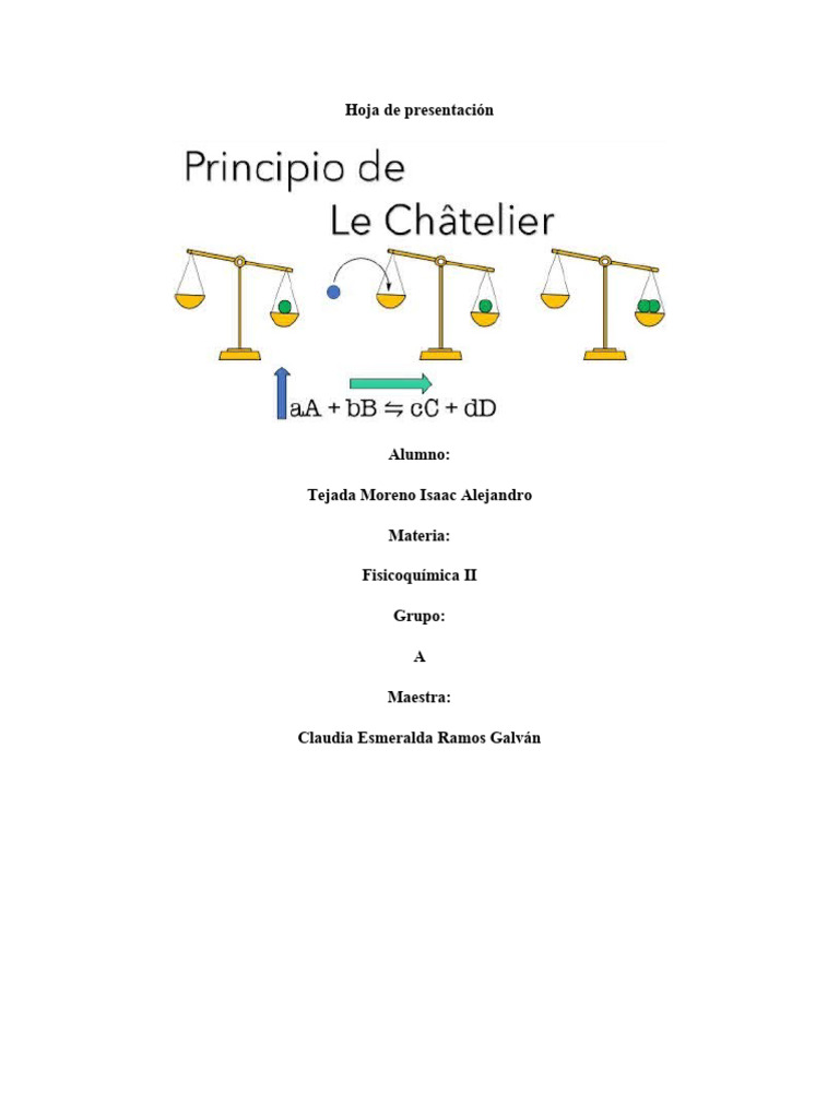 Principio de Le Châtelier | Descargar gratis PDF | Equilibrio químico | Naturaleza