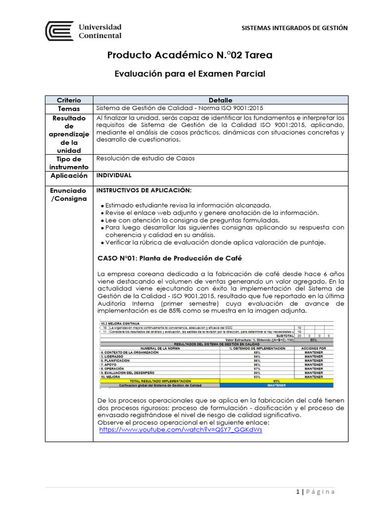 Producto Académico 02 Sig 2023 20 | PDF | Evaluación | Gestión de la calidad