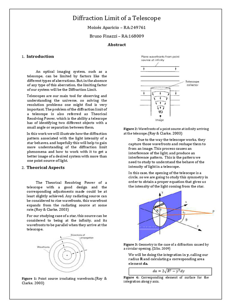 Diffraction Limit Pdf Angular Resolution Diffraction 