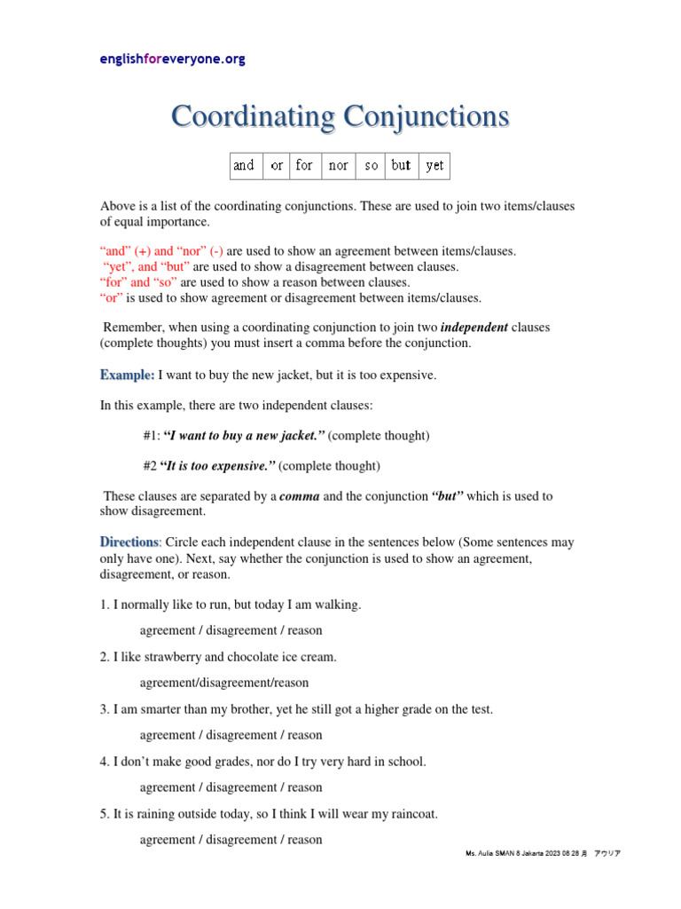 Coordinating Conjunction | PDF