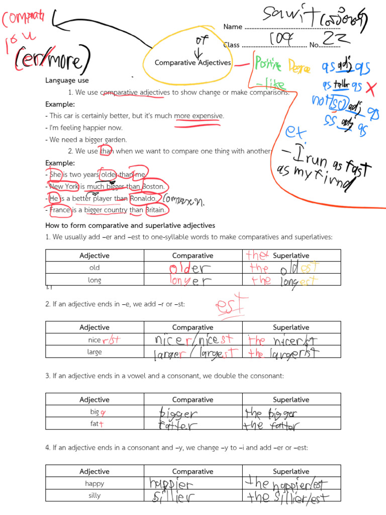 Understanding Comparative Adjectives | PDF | Adjective | Human ...