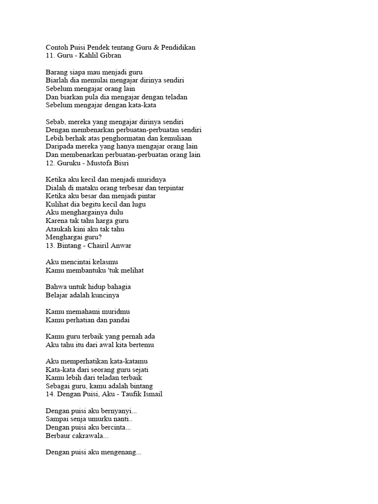 Puisi Pendek Tentang Guru | PDF