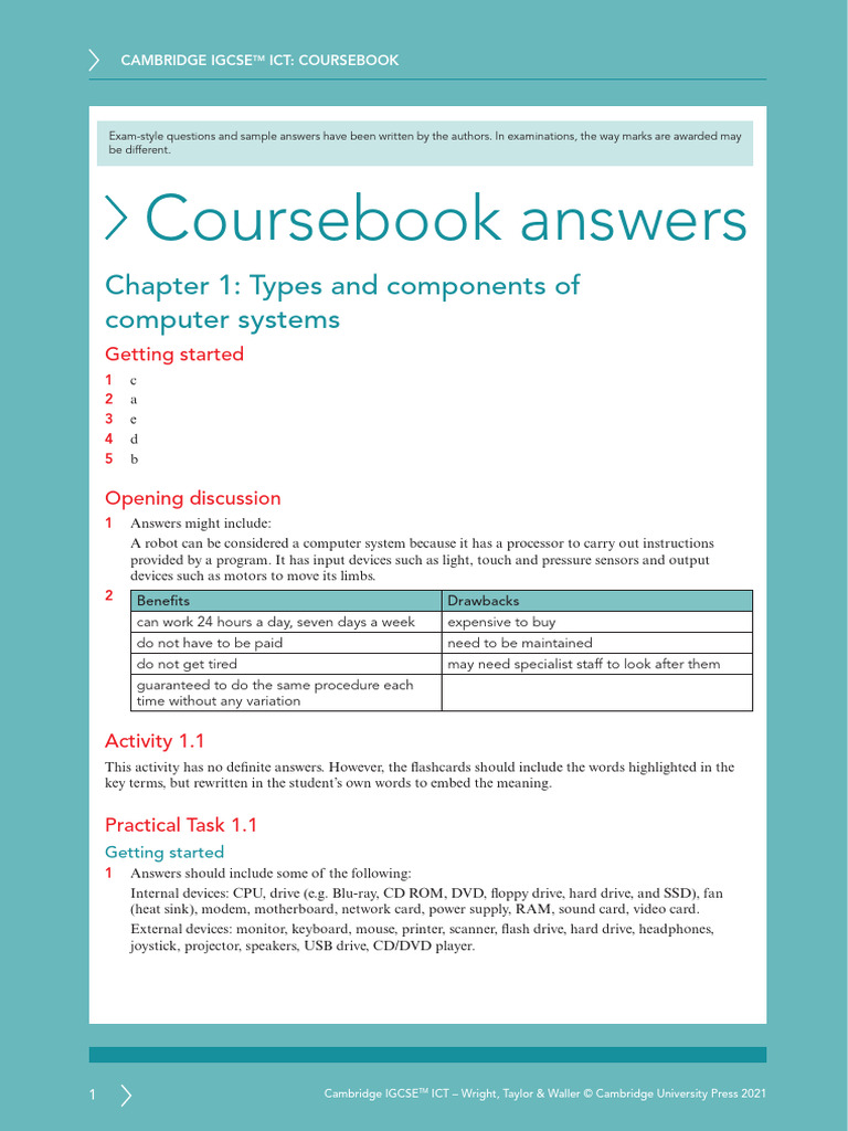 Igcse Ict CB Answers | PDF