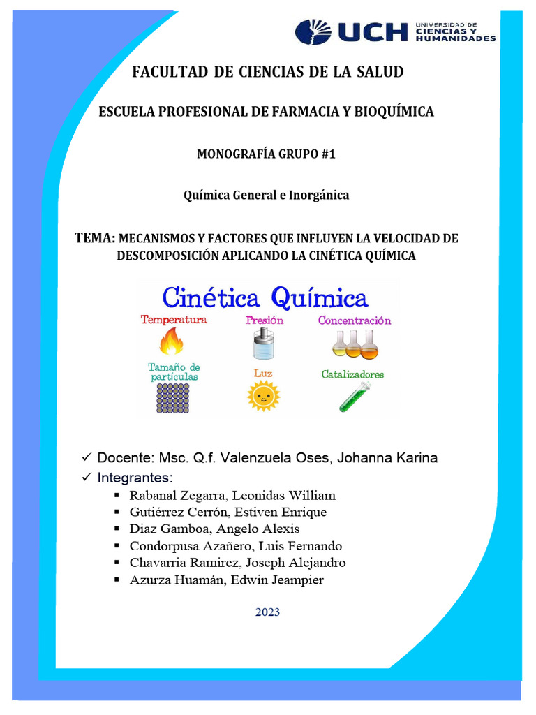 Velocidad de Descomposición en Química | PDF | Reacciones químicas | Redox