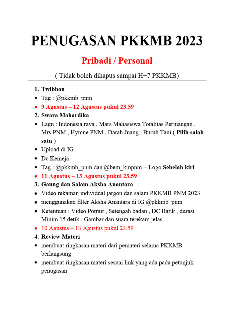 Penugasan PKKMB 2023 | PDF