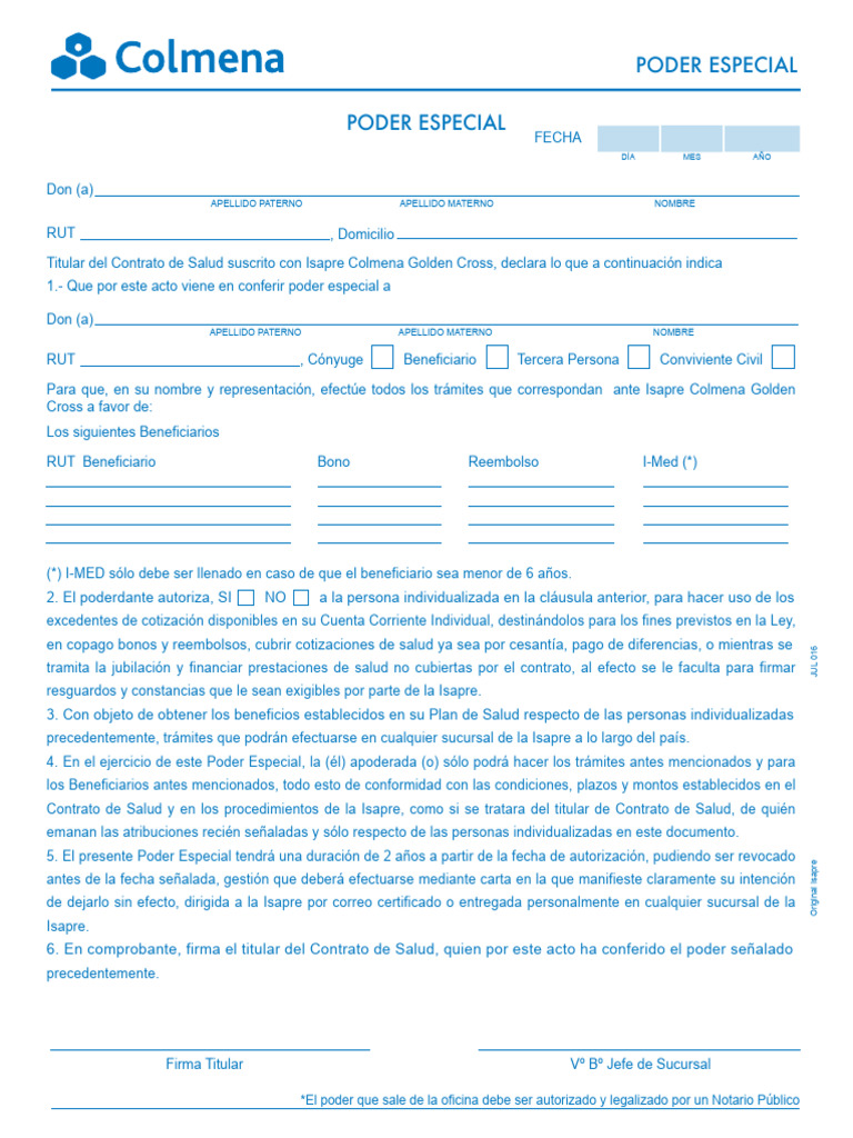 Formulario Poder Especial Jul016 | PDF