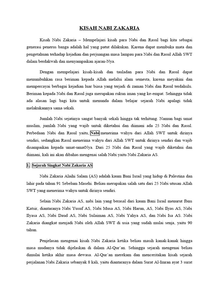 Kisah Nabi Zakaria | PDF