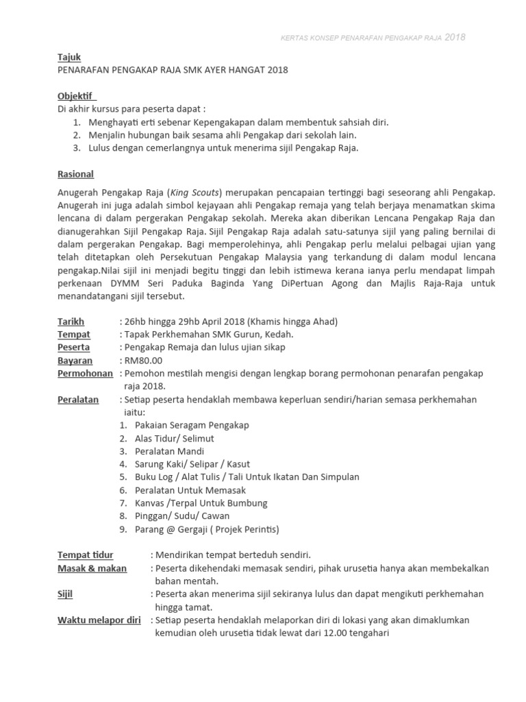 Kertas Konsep Penarafan Pengakap Raja | PDF