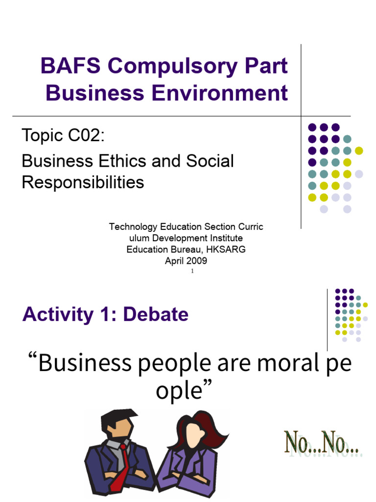 Business Ethics and Social Responsibilities | PDF | Business Ethics ...