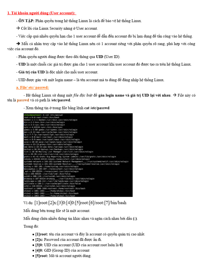 PHÂN QUYỀN TRONG HỆ THỐNG LINUX (tt) VÀ MỘT SỐ CÂU LỆNH CĂN BẢN | PDF