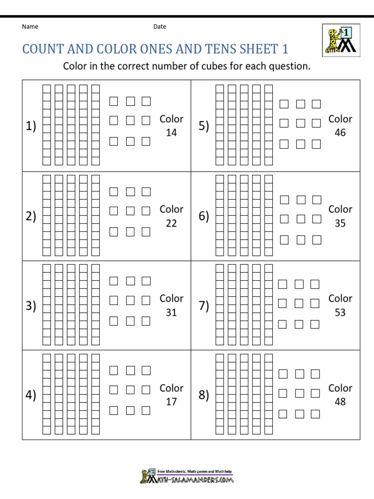 Count and Color Ones and Tens Activity | PDF