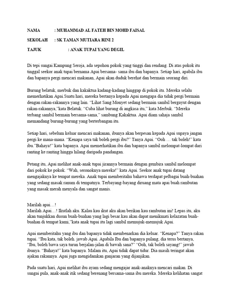 Skrip Bercerita Tahap 1 | PDF