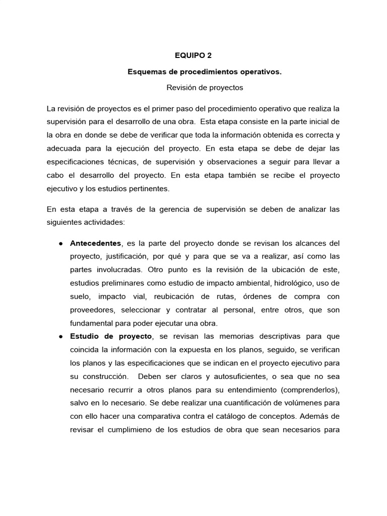 G8 - E2 - Esquemas de Procedimientos Operativos - Revisión de Proyectos | PDF | Diseño ...