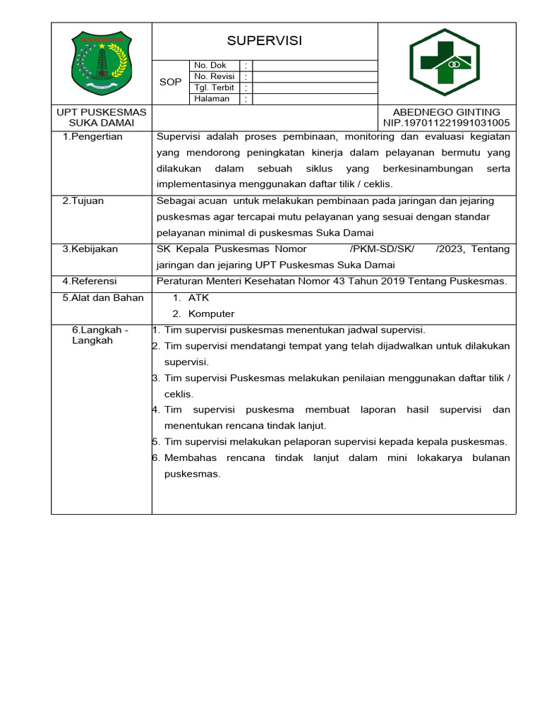 Sop Supervisi | PDF