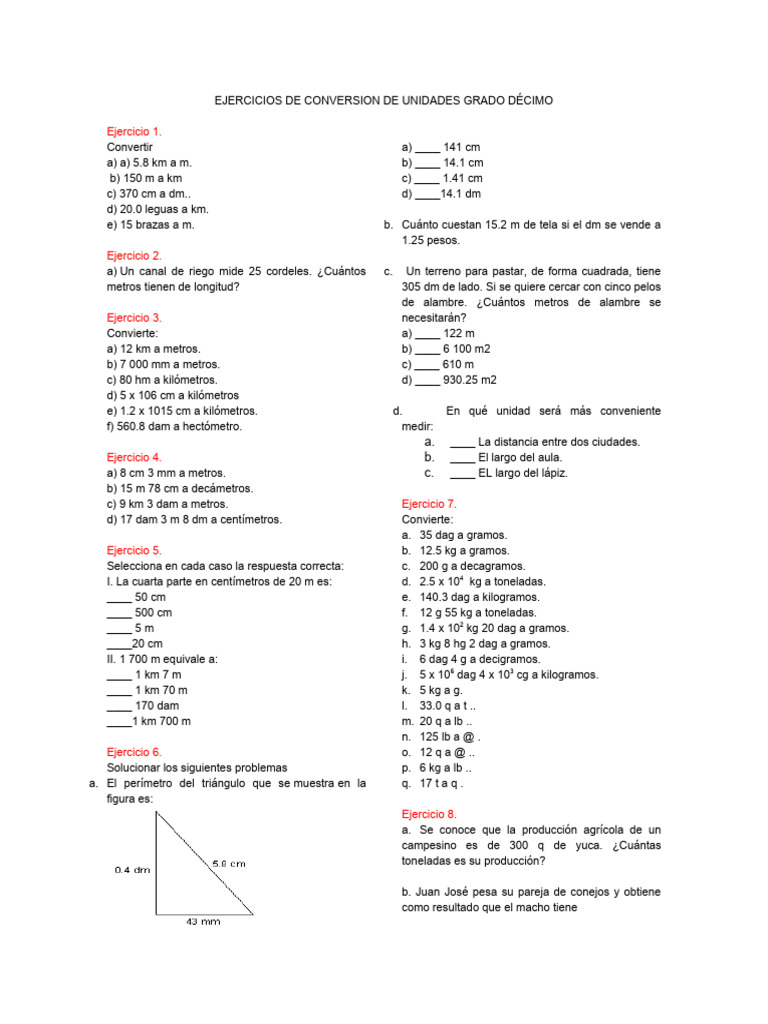 ACTIVIDAD CONVERSION DE UNIDADES | PDF