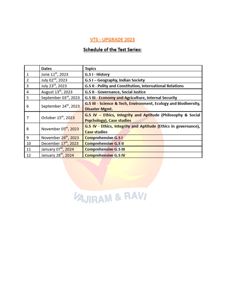VTS - Upgrade SCHEDULE | PDF