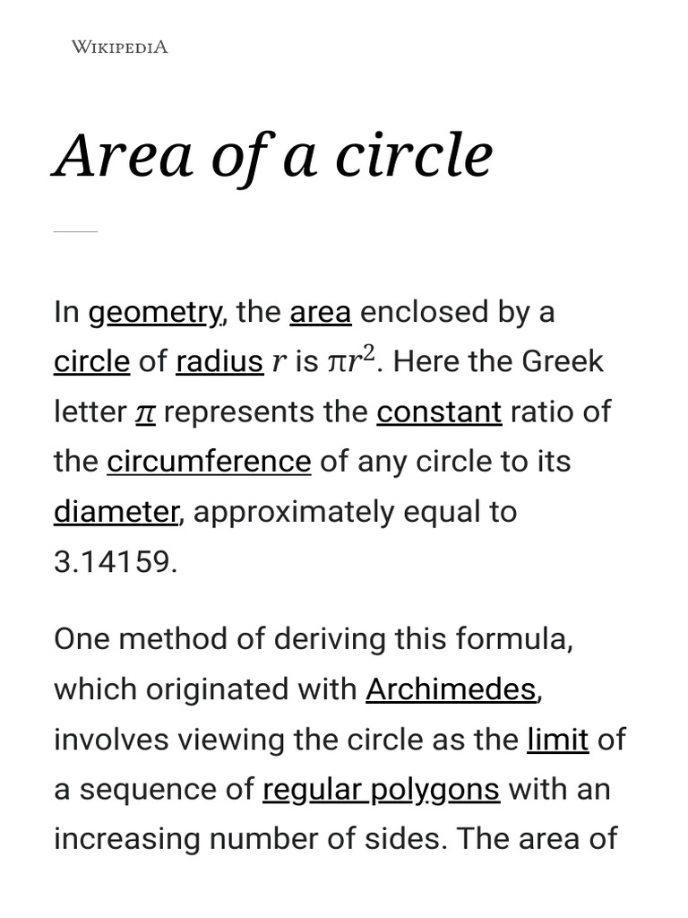 Area of a Circle: Derivation and Proof | PDF | Area | Circle