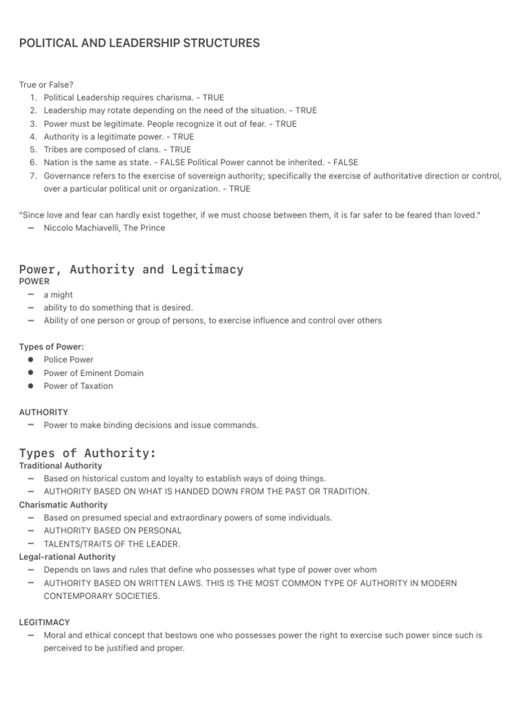 Political and Leadership Structures | PDF