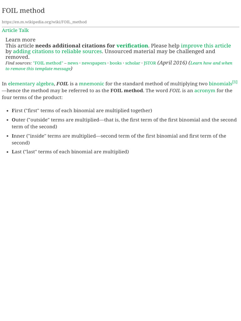 Understanding the FOIL Method | PDF | Mathematics | Algebra