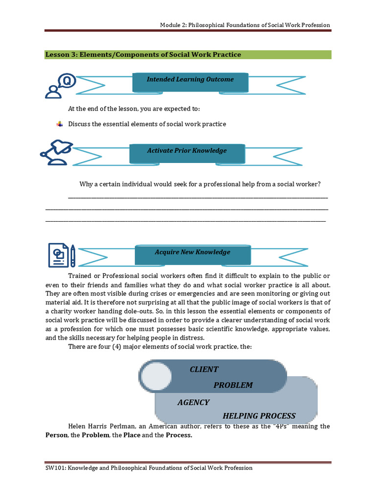 SW101 Lesson-3 (Module 2) | PDF | Social Work | Knowledge