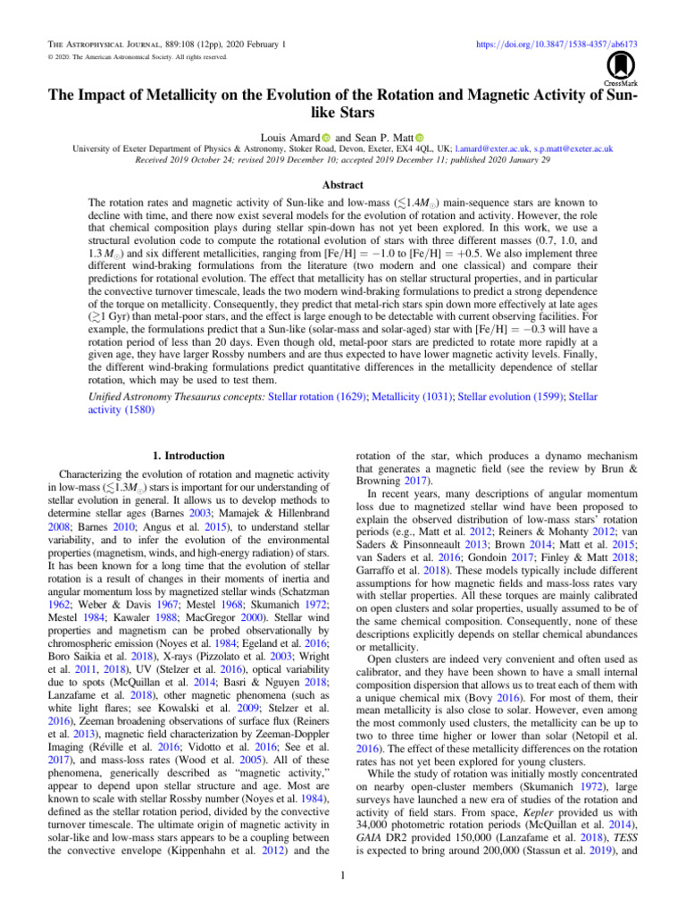 Amard 2020 ApJ 889 108 | PDF | Stars | Star Formation