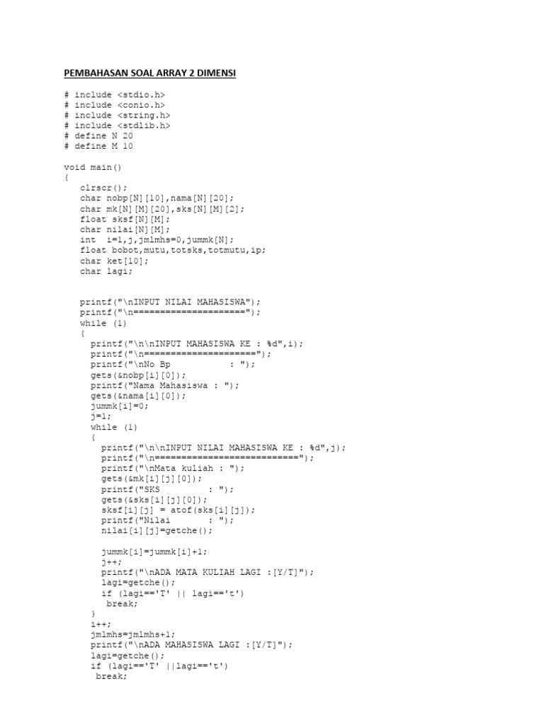 Pambahasan Soal Array 2 Dimensi | PDF | Computer Programming | Software Engineering
