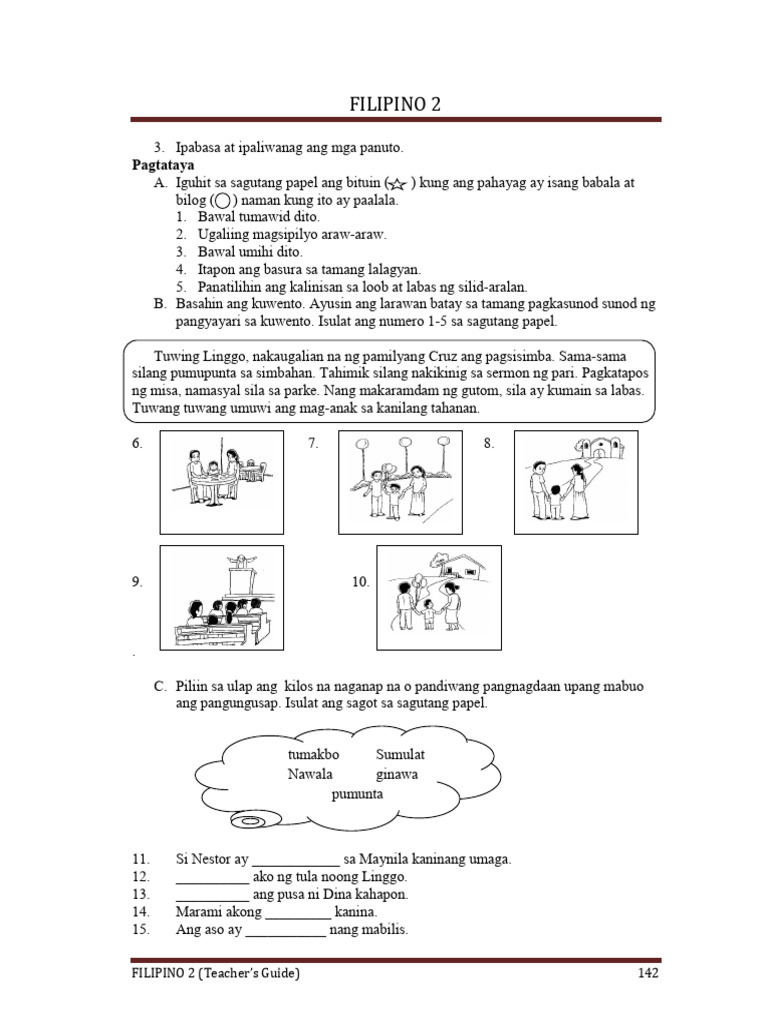 Page From Pagsunod-Sunod-Ng-Pangyayari-Gamit-Ang-Mga-Larawan-Worksheet-1 | PDF