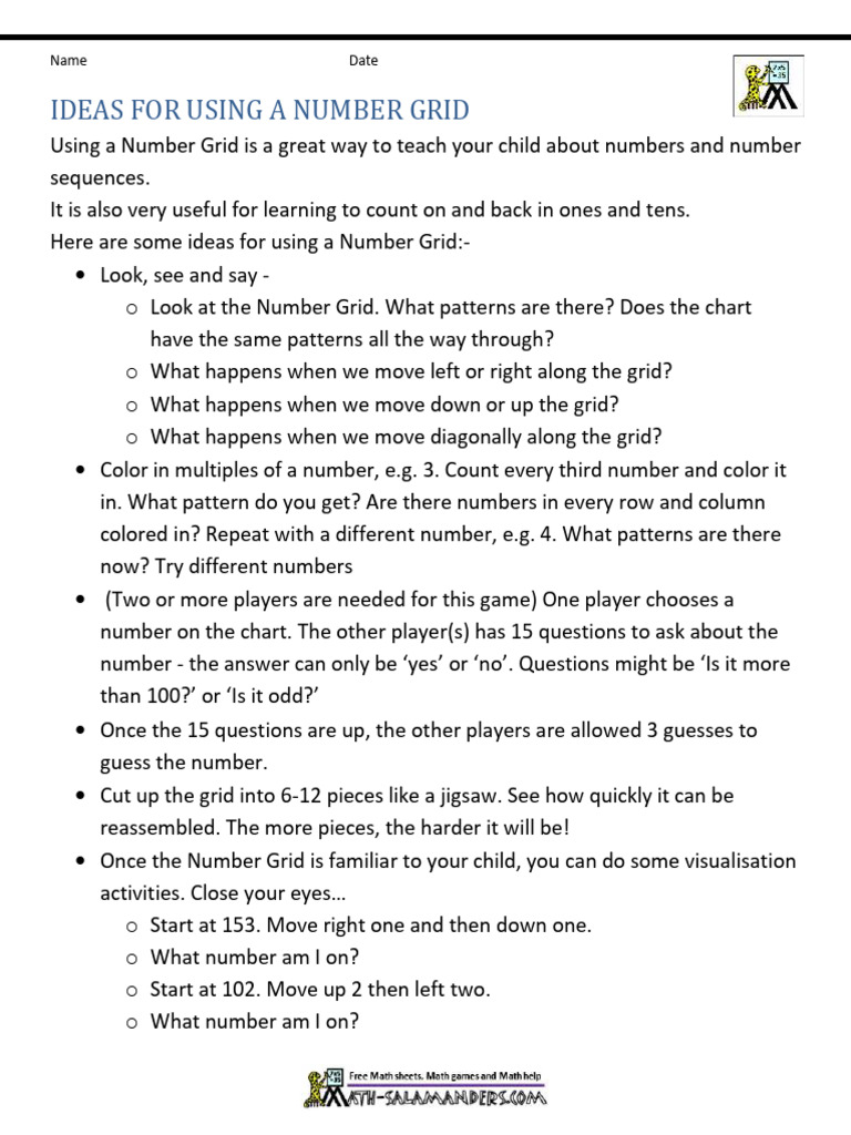 Engaging Kids with Number Grids | PDF | Home & Garden
