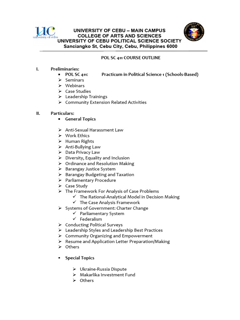 POL SC 411: Practicum Course Outline | PDF