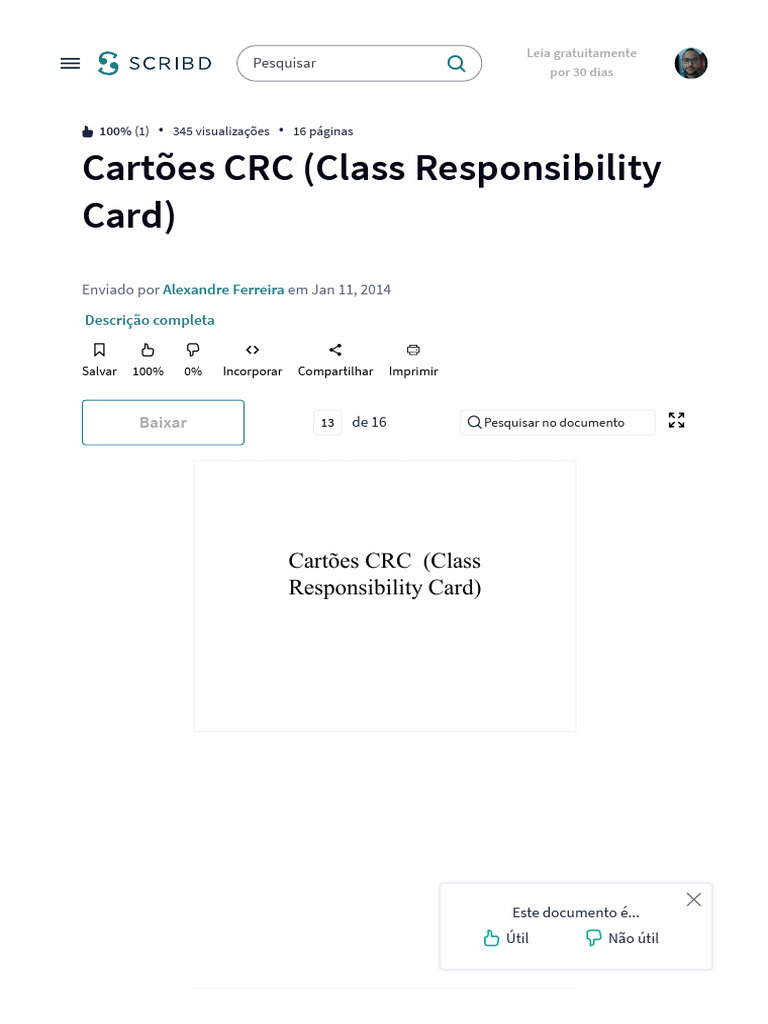 Cartões CRC (Class Responsibility Card) _ PDF _ Diagrama de caso de uso ...