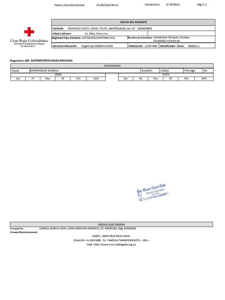 Andres Mejia Cruz Roja | PDF