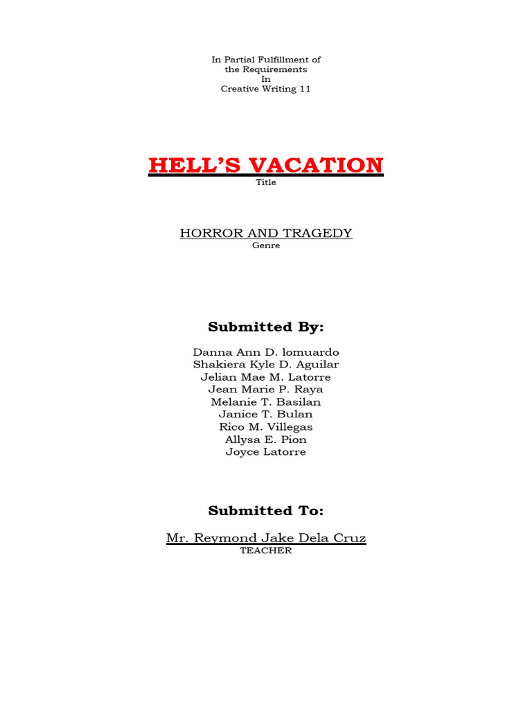 Hell's Vacation: A Horror Play Draft | PDF | Mystery, Thriller & Crime ...