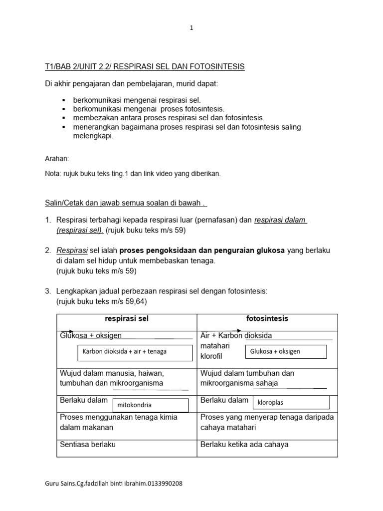 Latihan t1 Bab2 Unit 2 2 (Guru) | PDF