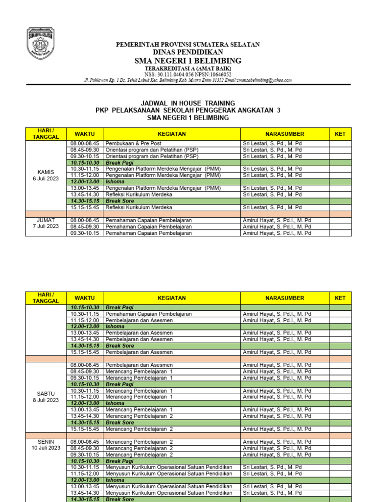 Jadwal Iht | PDF