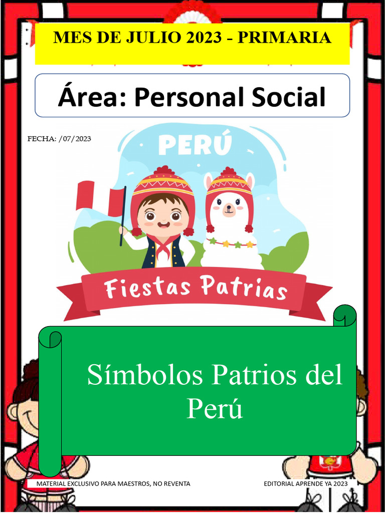 Símbolos Patrios Del Perú - Ficha de Refuerzo Adicional - Aprende Ya ...