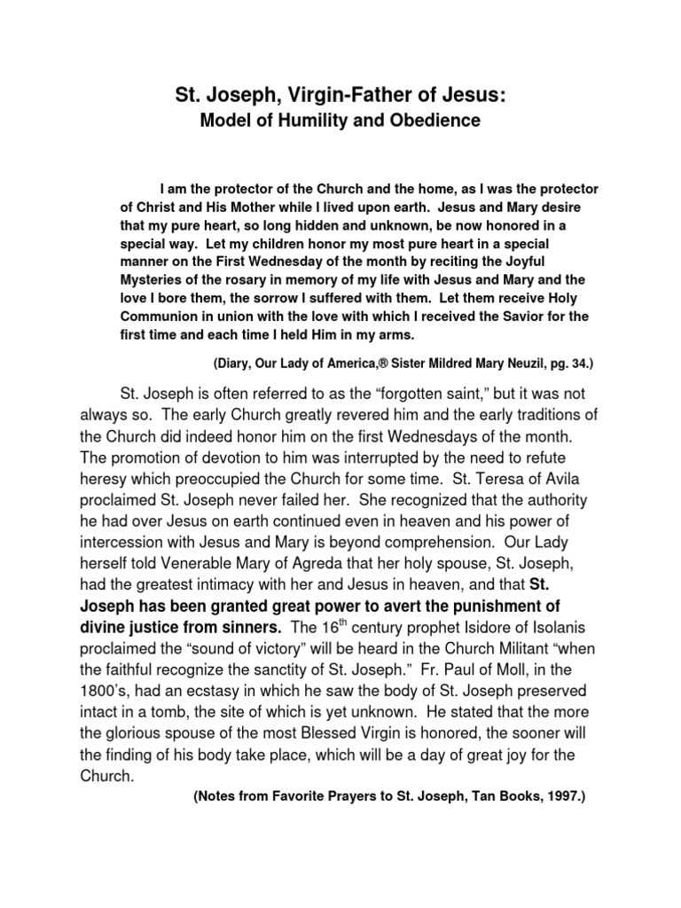 ST Joseph Virgin-Father | PDF | Mary, Mother Of Jesus | Saint Joseph