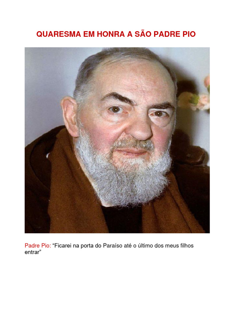 Quaresma em Honra A Sao Padre Pio | PDF | Oração | Jesus