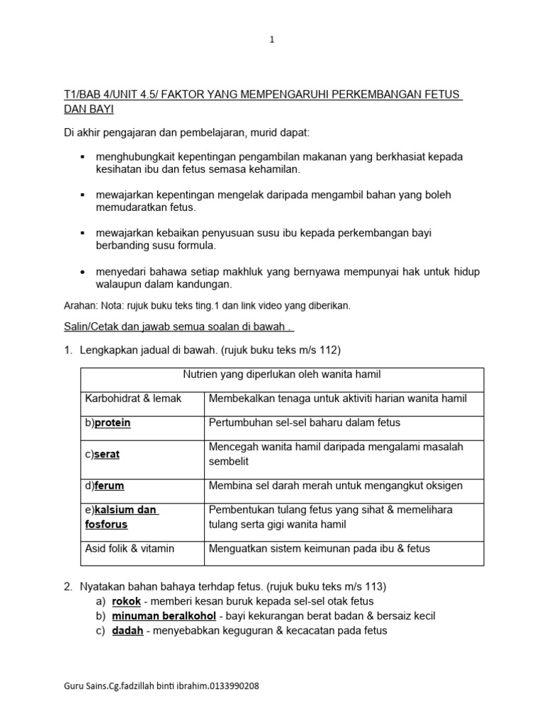 Latihan t1 Bab4 Unit 4 5 (Guru) | PDF