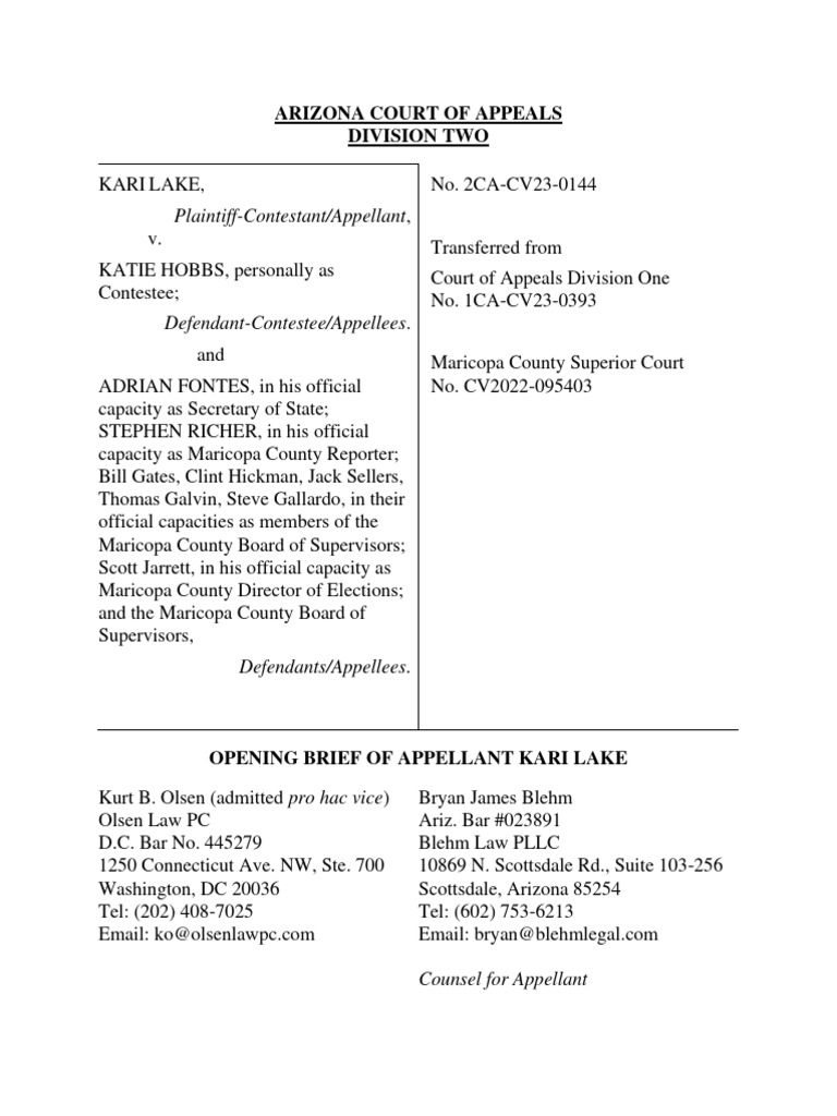 Lake Opening Brief | PDF | Signature | Legal Procedure