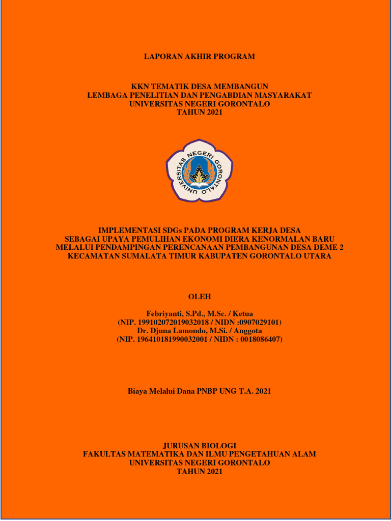 Implementasi SDGs Pada Program Kerja Desa Sebagai Upaya Pemulihan ...