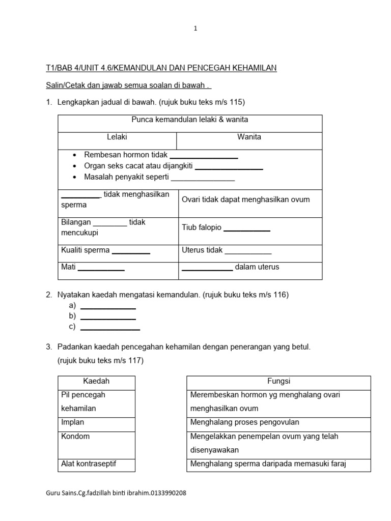 Latihan t1 Bab4 Unit 4 6 (Murid) | PDF