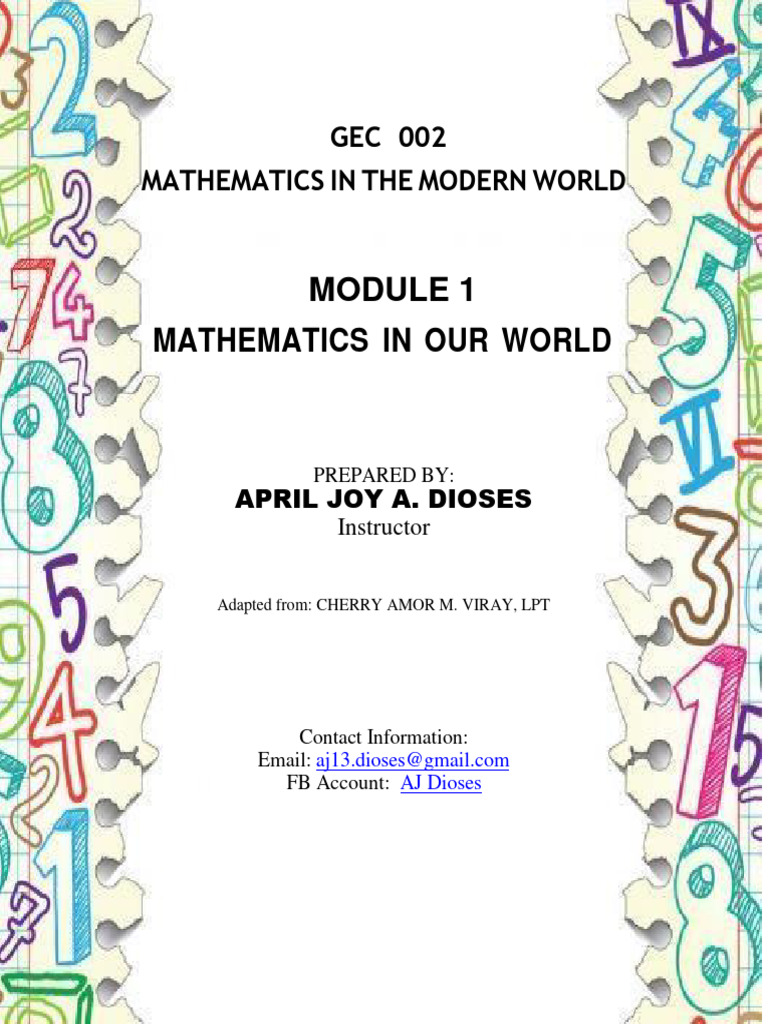 Gec 002 Module 1 Mathematics In Our World Pdf Shape Pattern