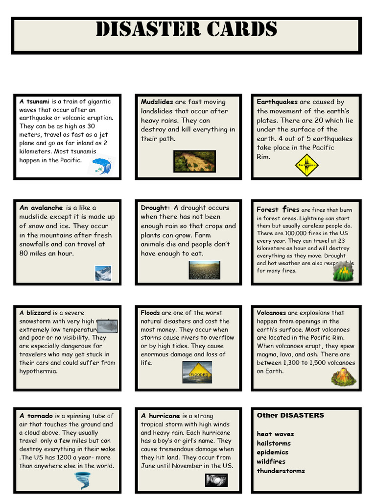 Natural Disasters Vocabulary Cards Classroom Posters Flashcards Fun ... Natural Disasters Vocabulary Cards Classroom Posters Flashcards Fun ...