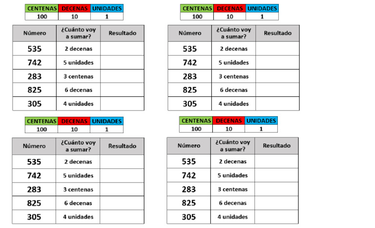 Sumando Centenas, Decenas y Unidades | PDF