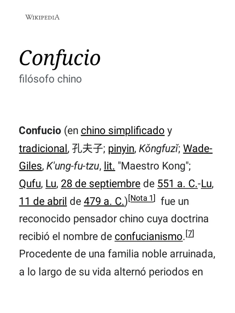 Confucio - Wikipedia, La Enciclopedia Libre | PDF | Confucio
